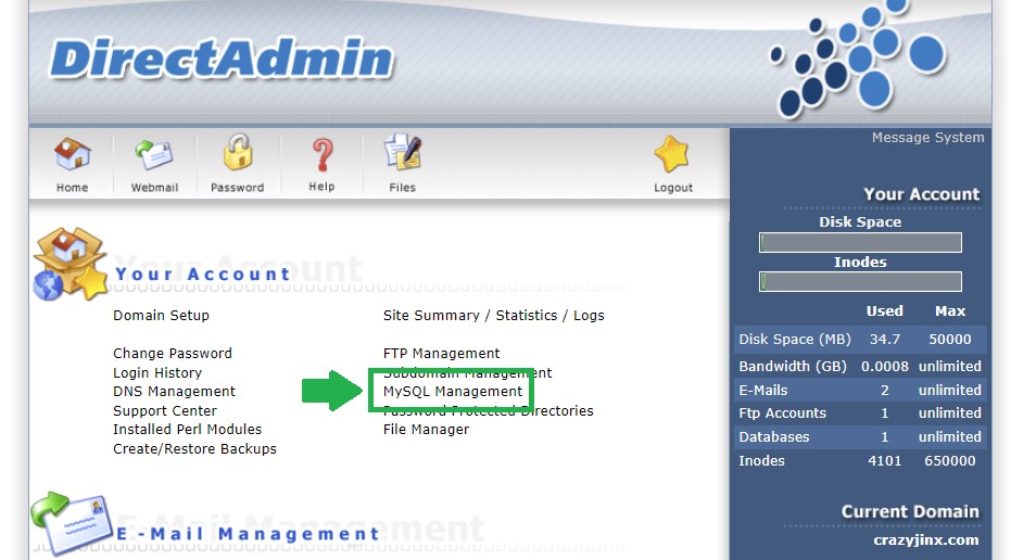 สร้างฐานข้อมูล MariaDB บน DirectAdmin - HOSTNEVERDIE
